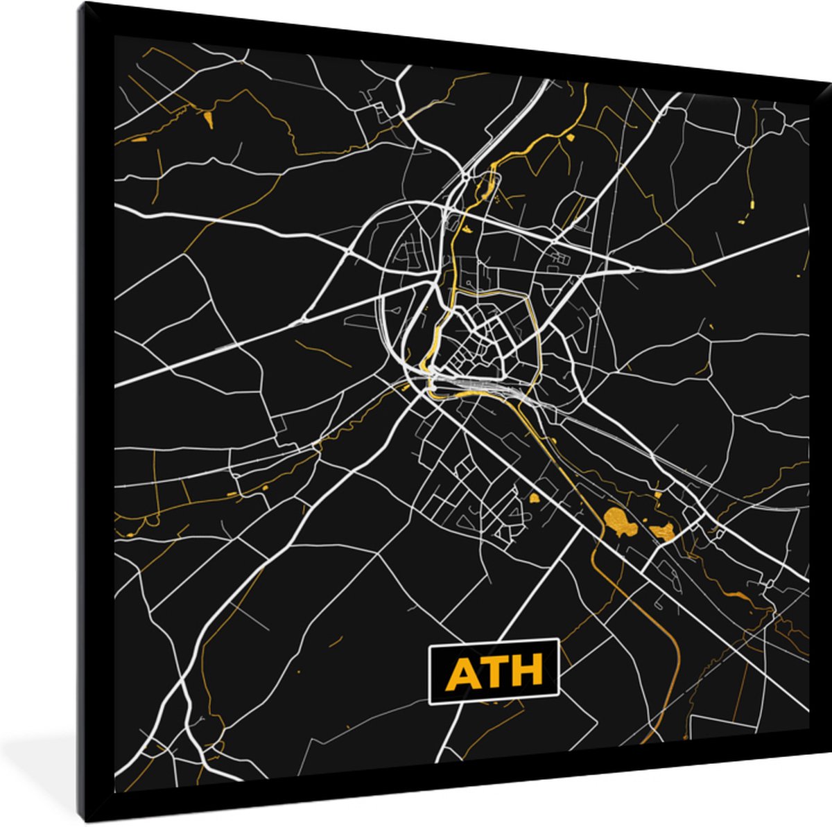 Fotolijst incl. Poster - Ath - Plattegrond - Goud - Kaart - Stadskaart ...