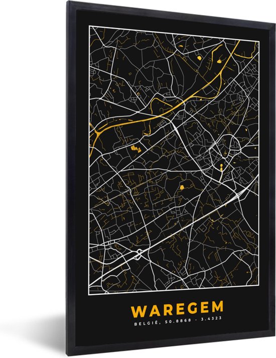 Fotolijst incl. Poster - Goud - Kaart - Plattegrond - Waregem ...