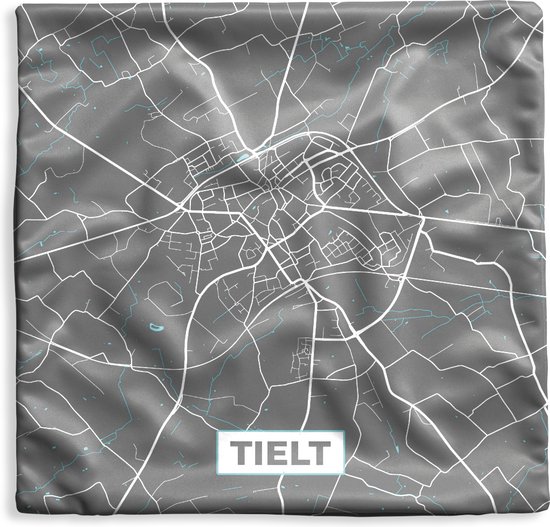 Kussenhoes 60x60 cm - Stadskaart – Grijs - Kaart – Tielt – België ...