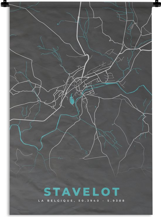 Wandkleed - Wanddoek - Stadskaart – Grijs - Kaart – Stavelot – België ...