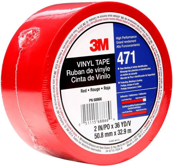 3M 471IW-R50-D PVC-plakband Rood (l x b) 33 m x 50 mm 1 stuk(s) | bol.com