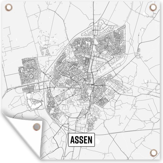 Affiche de Jardin City map Assen - 200x200 cm - Carte - Toile de jardin ...