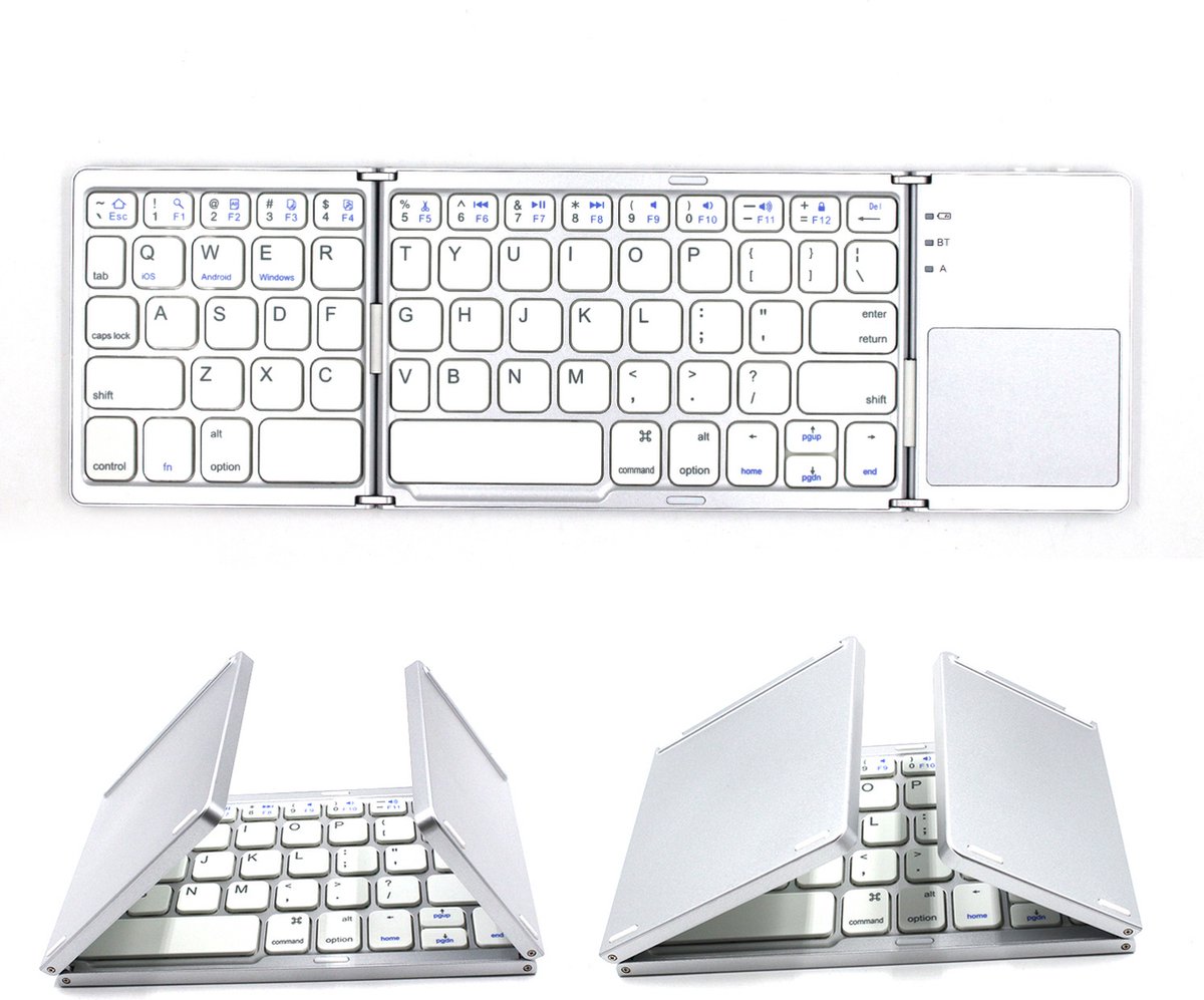 Case2go - Universeel Opvouwbaar Bluetooth Toetsenbord met Touchpad ...