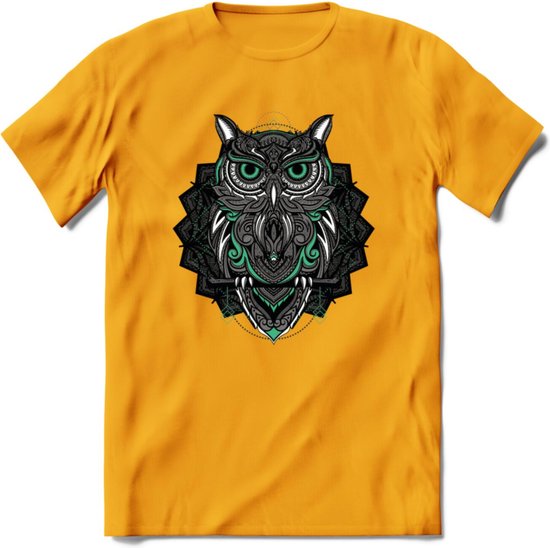 Uil - Dieren Mandala T-Shirt | Aqua | Grappig Verjaardag Zentangle ...