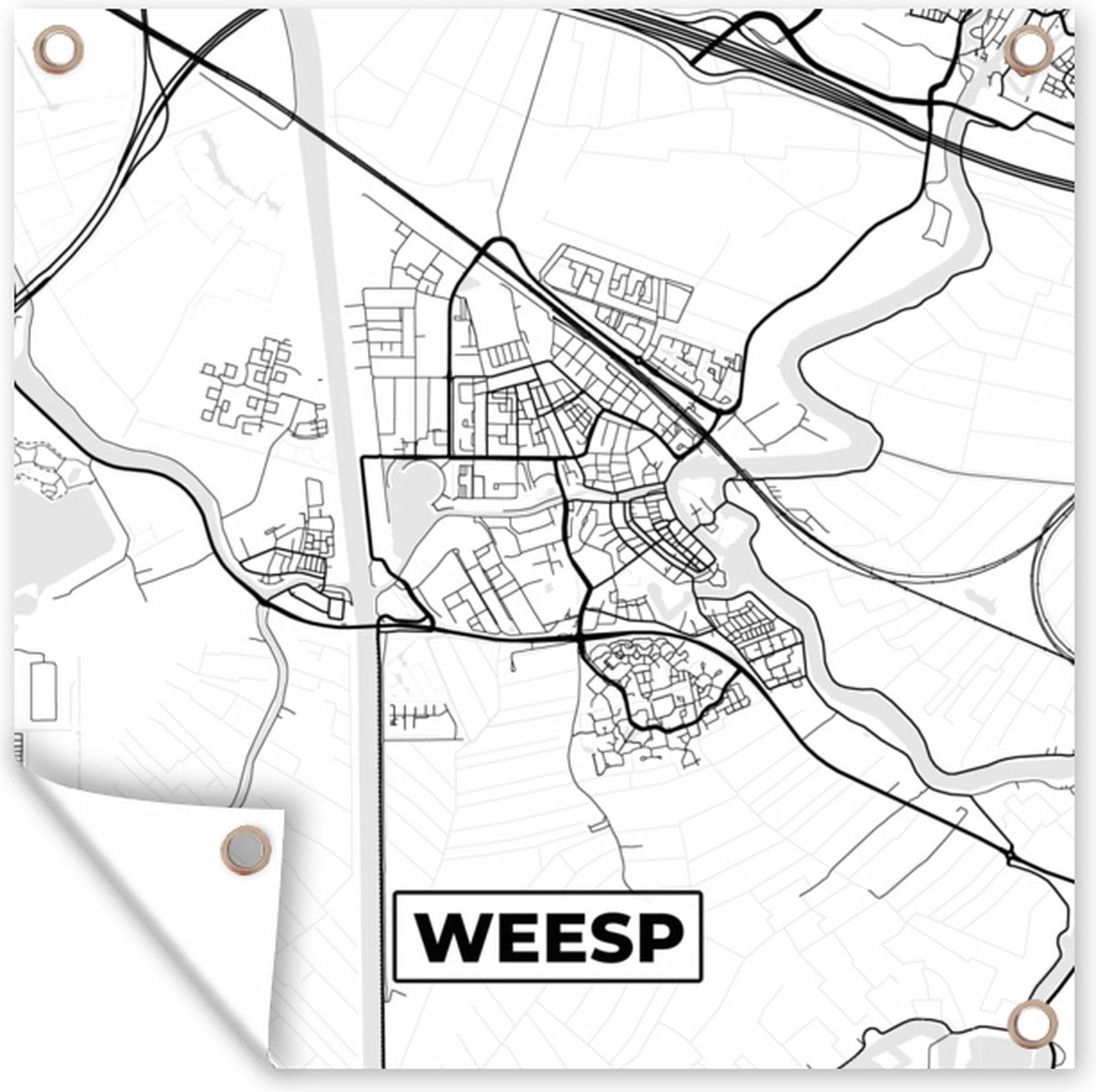 Tuin poster Plattegrond - Weesp - Kaart - Stadskaart - 200x200 cm ...