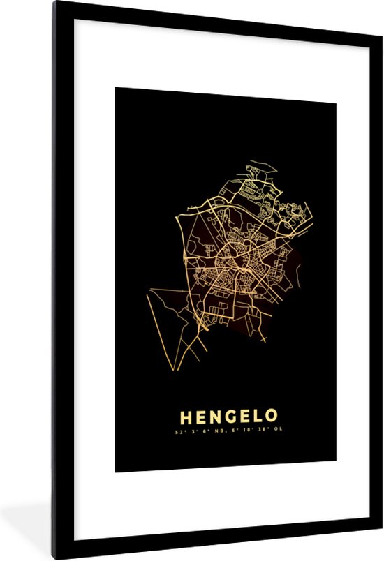 Fotolijst incl. Poster - Plattegrond - Kaart - Hengelo - Stadskaart ...