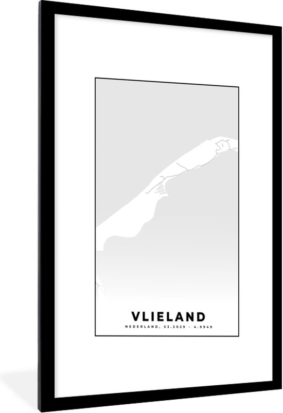 Fotolijst incl. Poster - Eiland - Kaart - Vlieland - Plattegrond ...