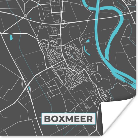 Poster Stadskaart - Boxmeer - Blauw - Kaart - Plattegrond - 50x50 cm | bol