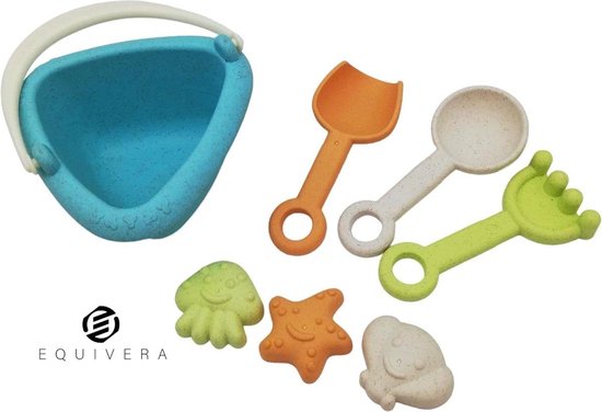 Equivera Zandspeelgoed 7-delig strandspeelgoed met emmer schep hark ...