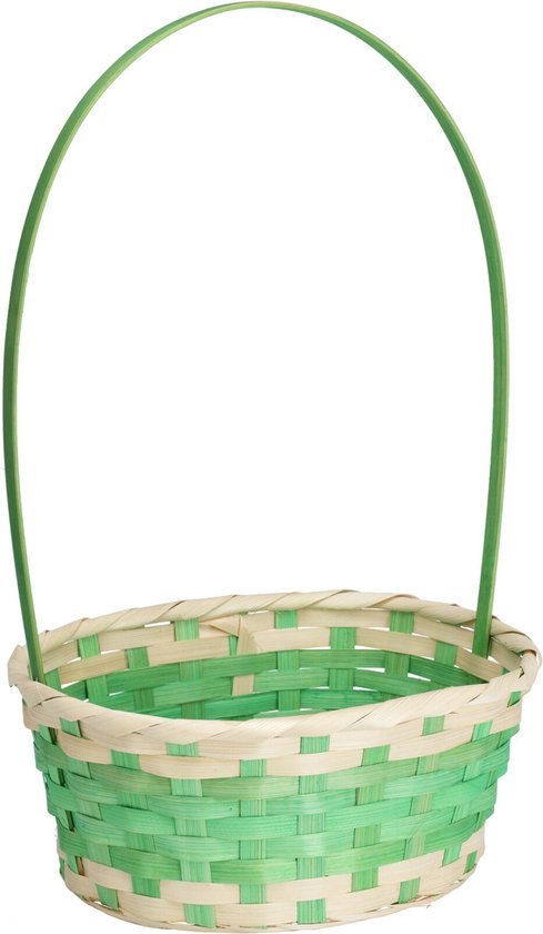 Home & Styling Rieten mandje met hengsel - groen - 20 x 38 cm ...