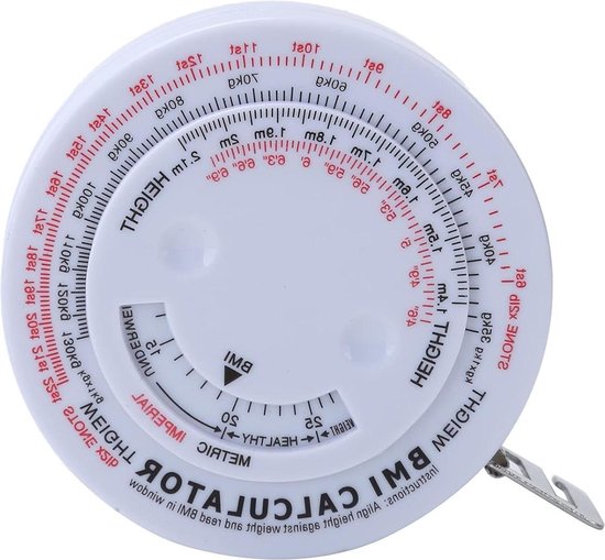 BMI meetlint taillemeetlint 150 cm voor borst-taille-buikomtrek met Body Mass Index . | bol