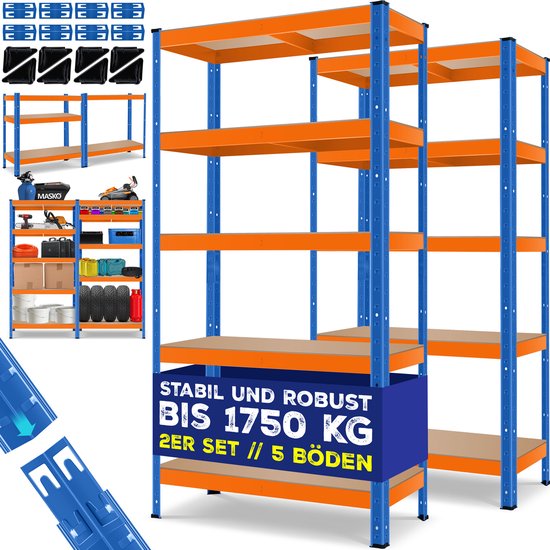 MASKO® Opbergrek / Stellingkasten / Magazijnstelling set van 2 ...