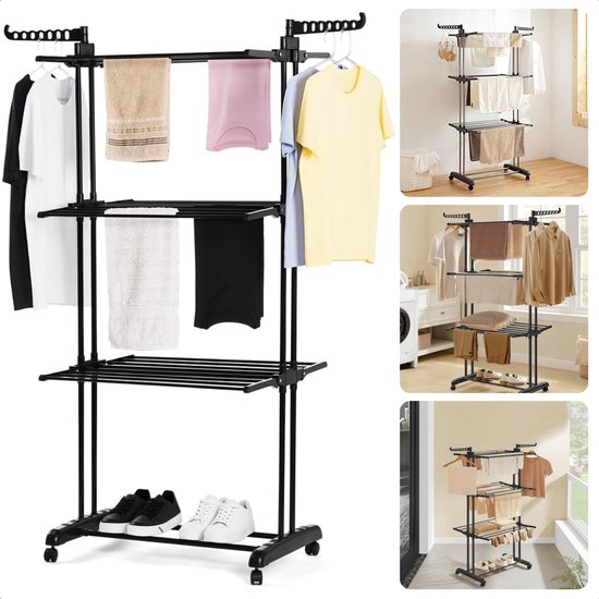 Inklapbaar Wasrek - Droogtoren - Kleding Droogrek - Staal en Kunststof ...
