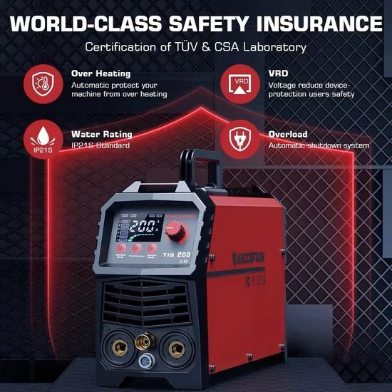 Arccaptain - TIG200 1 - Lasmachine - Elektrische lasmachine - Synergic ...