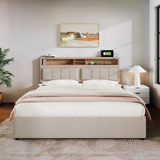 Merax Bed 160x200 met Matras – Tweepersoonsbed met USB-C en ...