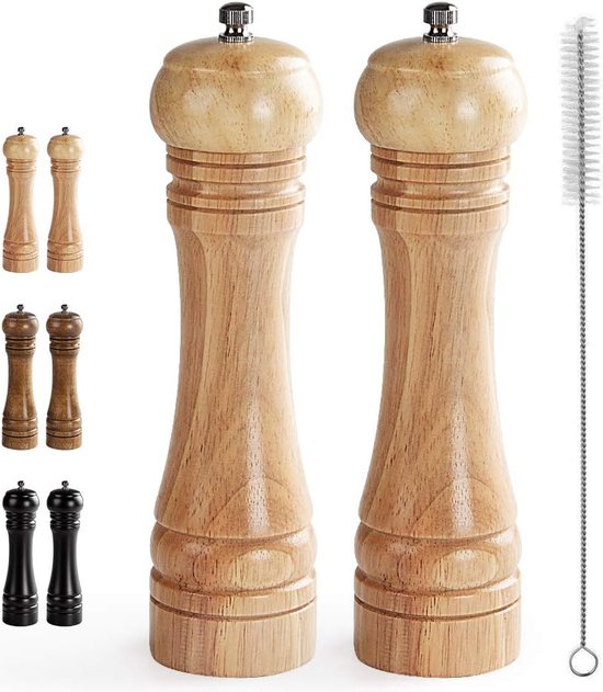 Houten Peper Molen Set - Zout en Peper Grinder Kit - 2 Stuks - Hout ...