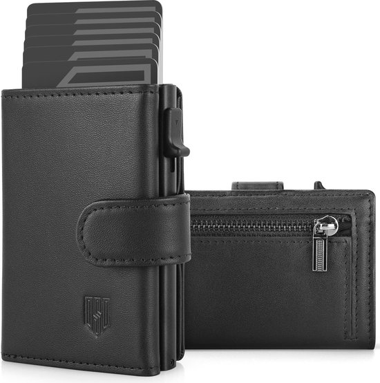 Slimme leren portemonnee met RFID-blokkering - Minimalistisch design ...