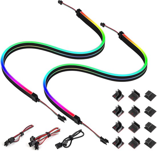 Individueel Aanspreekbare LED NEON RGB PC LED Strips 2st 19inch voor 5V ...