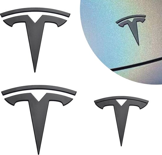 Zwarte auto emblemen set voor Model Y - 3 stuks voor een moderne ...