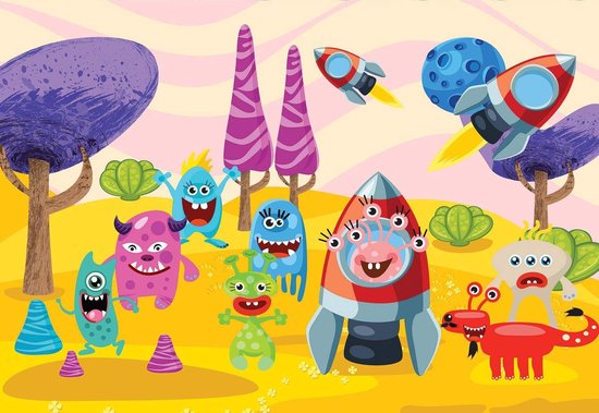Fotobehang - Vlies Behang - Vrolijke Monstertjes - 520 x 318 cm | bol