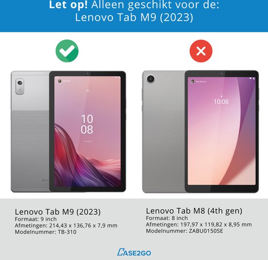 Case2go - Tablet Hoes geschikt voor Lenovo Tab M9 - Tri-Fold Book Case ...