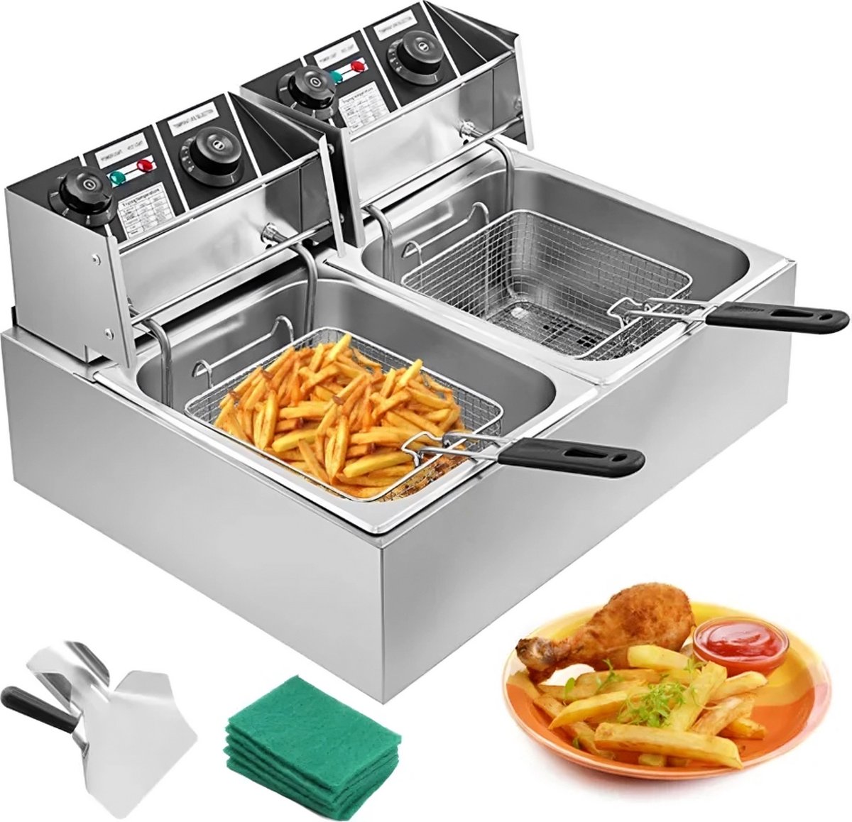PerfectGear Dubbele Friteuse - Dubbele Frituurpan - Frituurpan Dubbel ...