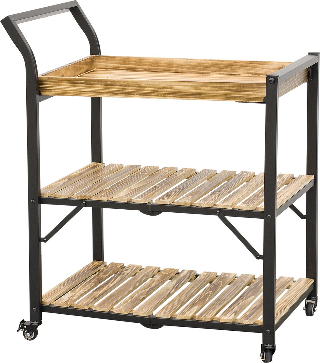 Servierwagen Obi Outsunny Servierwagen, Gartenrollwagen Mit 2 Ebenen ...