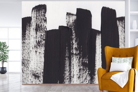 Verf - Abstract - Zwart - Wit - Behangpapier | bol.com