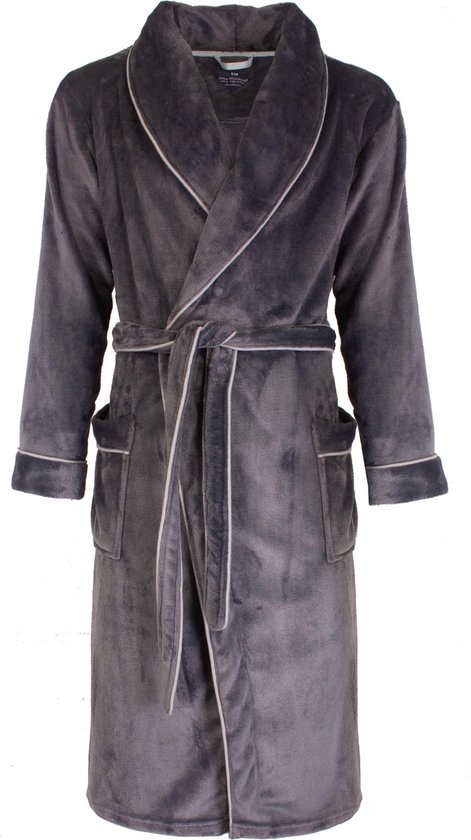 Paul Hopkins - heren badjas - kamerjas - fleece - Grijs- Maat 3XL | bol