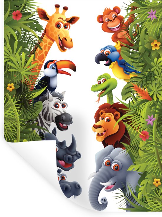 Muurstickers - Sticker Folie - Jungle - Dieren - Jongens - Meisjes - Giraf - Olifant -... | bol.com