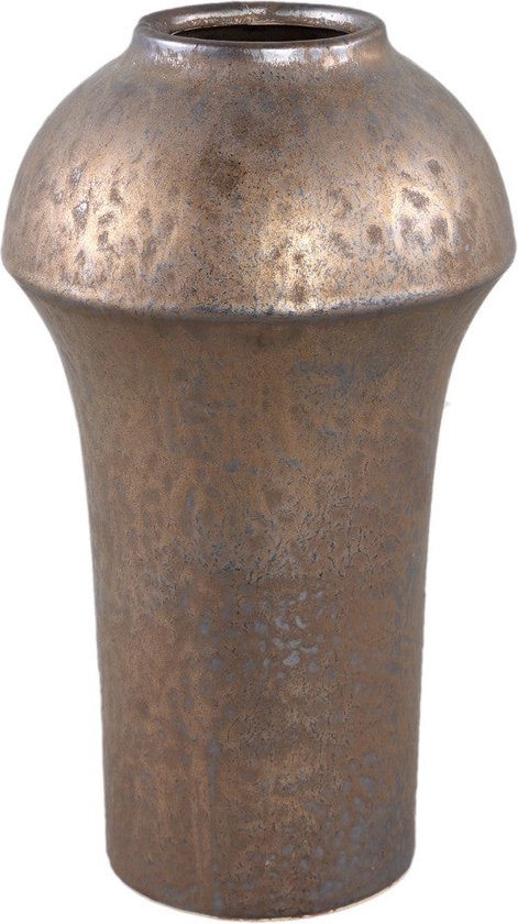 PTMD Desyah Bronze Ceramic Pot Round High Border M | bol