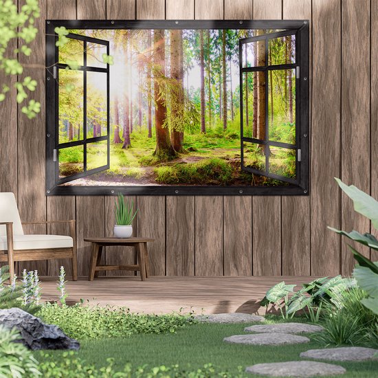 Gards Affiche jardin Forêt transparente avec soleil entre les Arbres ...