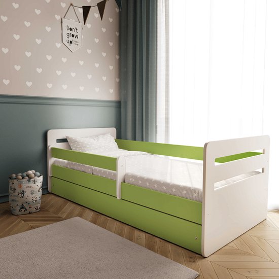 Kocot Kids - Bed Tomi groen zonder lade met matras 160/80 - Kinderbed ...
