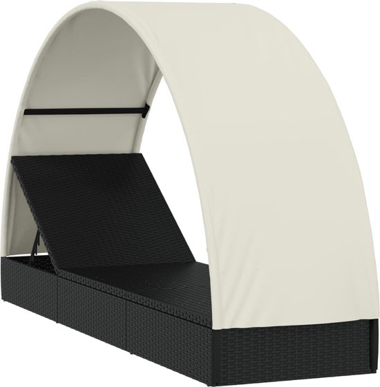 vidaXL Ligbed met rond dak 211x57x140 cm poly rattan zwart | bol.com