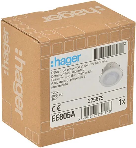 Hager - Beweging/Aanwezigheidsmelder Pir Inbouw 360 Wit - Ee805A | bol