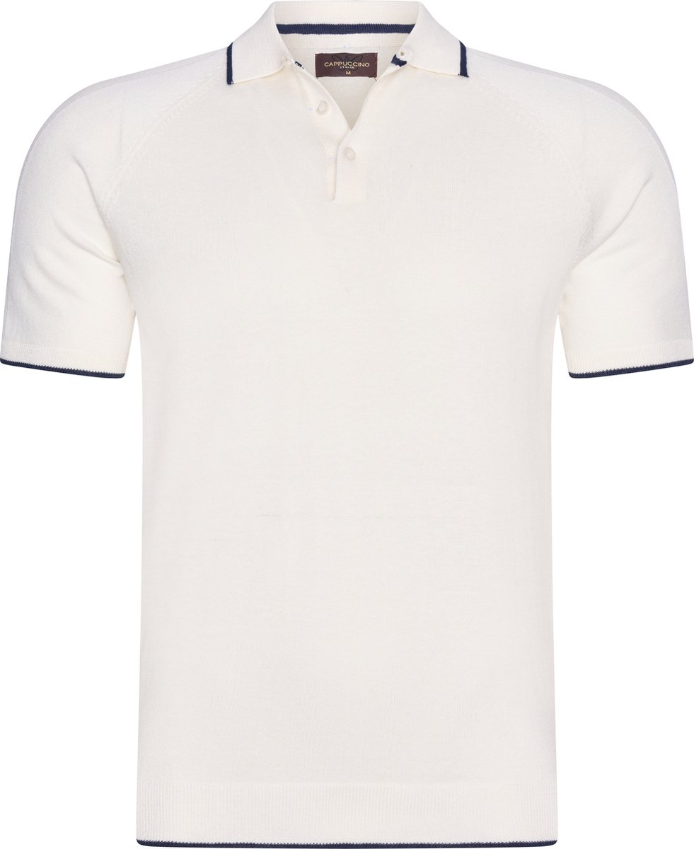 Cappuccino Italia - Heren Polo SS Tipped Polo - Wit - Maat S | bol.com
