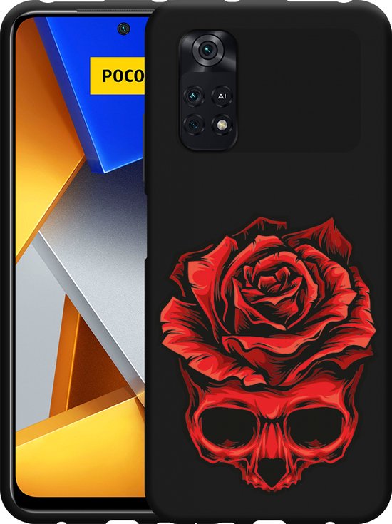 Xiaomi Poco M4 Pro Hoesje Zwart Red Skull - Designed by Cazy | bol