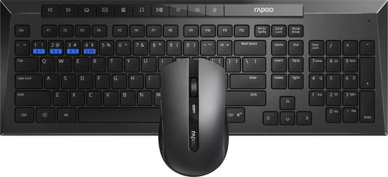 Rapoo 8200M toetsenbord Inclusief muis RF-draadloos + Bluetooth QWERTZ Duits Zwart | bol