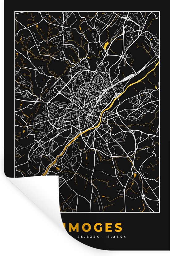 Muurstickers - Sticker Folie - Plattegrond - Limoges - Stadskaart ...
