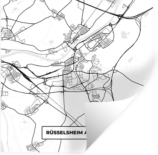 Muurstickers - Sticker Folie - Rüsselsheim am Main - Kaart - Stadskaart ...