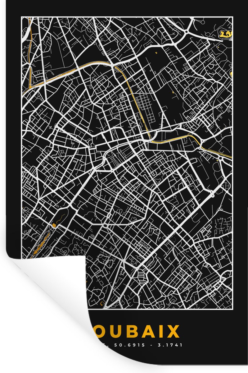 Stickers muraux - Plan de ville - Roubaix - Plan - Carte - France ...