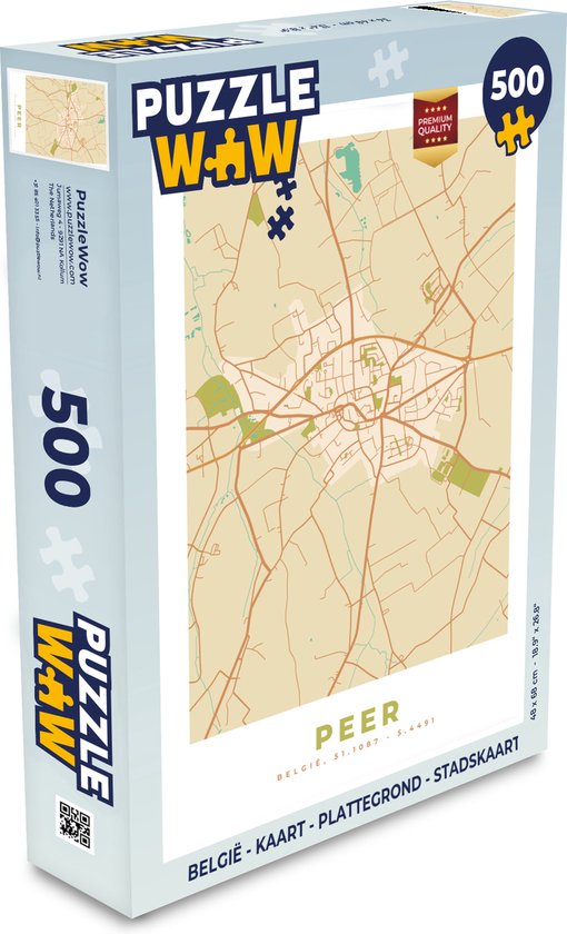 Puzzel België - Kaart - Plattegrond - Stadskaart - Peer - Legpuzzel - Puzzel 500 stukjes | bol