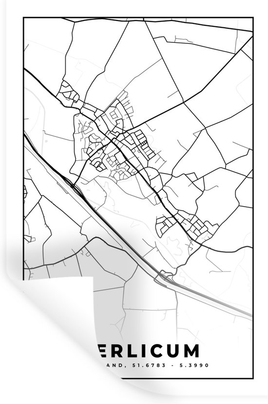 Muurstickers - Sticker Folie - Plattegrond - Berlicum - Kaart ...