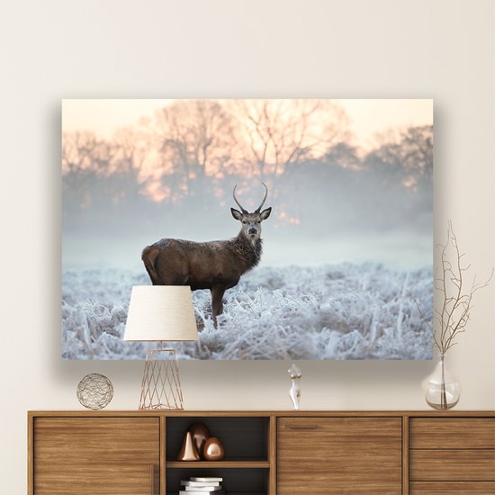 Aluminium Schilderij Edelhert in de Winter | bol.com