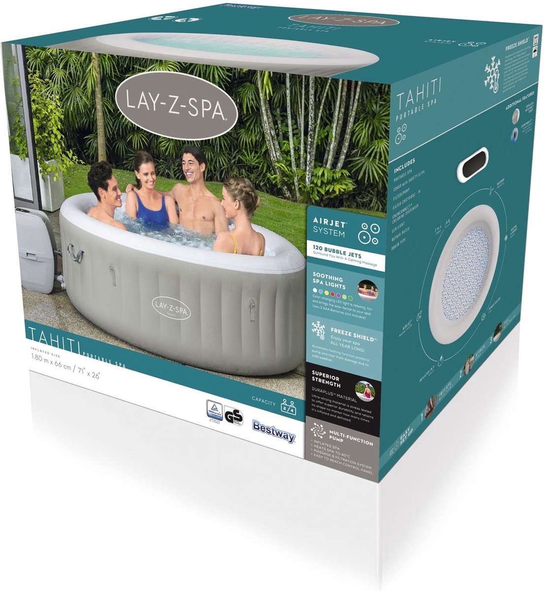 Bestway Lay-Z-spa Tahiti Jacuzzi Opblaasbaar - Rond Bubbelbad voor 2 ...