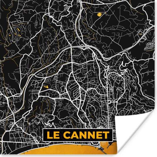 Affiche Plan – Carte – Plan de Ville – France – Le Cannet - 30x30 cm | bol