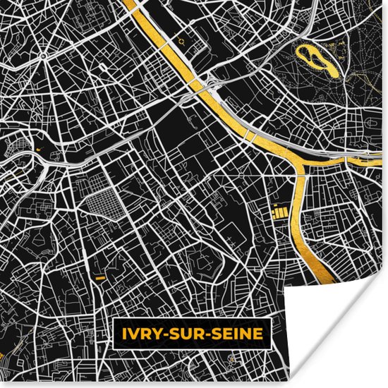 Poster Stadskaart – Plattegrond – Kaart – Frankrijk - Ivry-sur-Seine ...