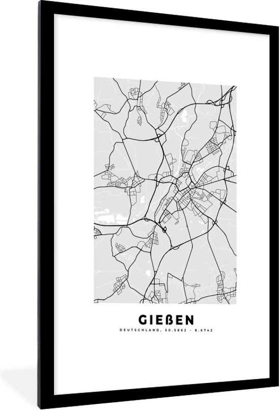 Fotolijst incl. Poster - Duitsland - Stadskaart - Plattegrond - Gieẞen ...