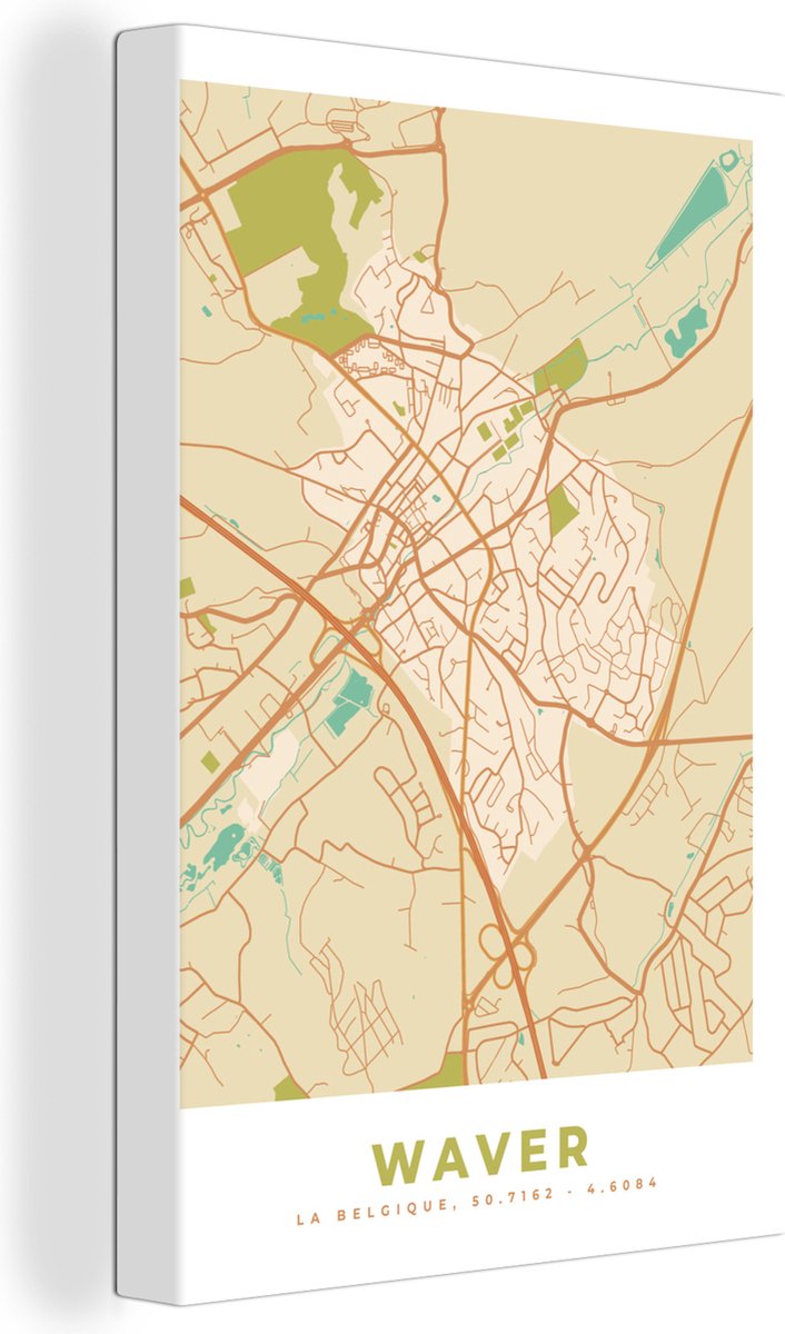 Tableau Toile Rétro - Carte - Wavre - Plan de Ville - Plan d'étage ...