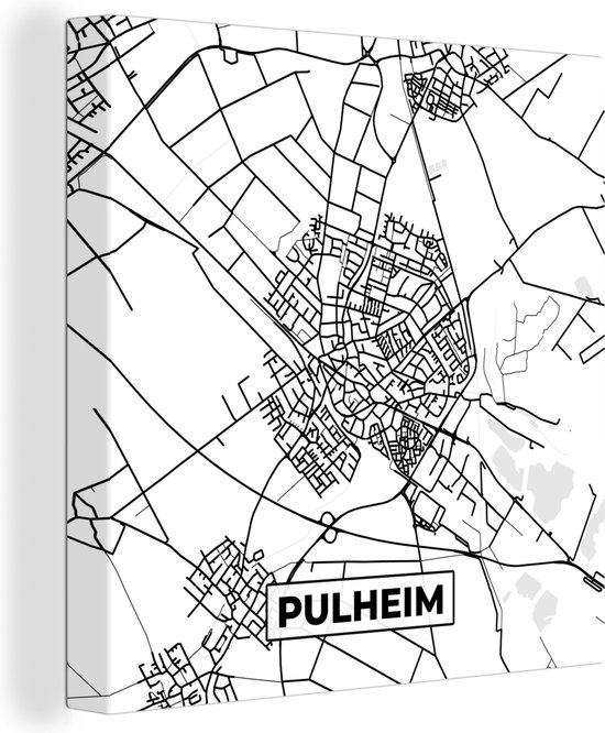 Canvas Schilderij Plattegrond - Stadskaart - Pulheim - Kaart - 90x90 cm ...